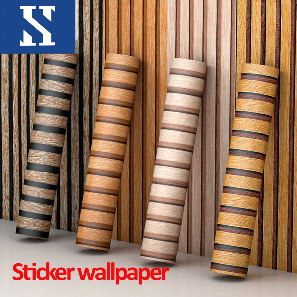 10M Wallpaper Wall Sticker Kertas Dinding Perabot 木纹墙纸 wall panel ...