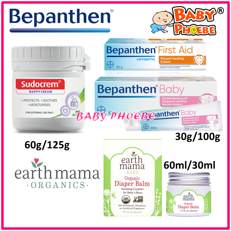 Sudocrem Nappy Cream/Bepanthen Baby Ointment / Earthmama diaper balm ...