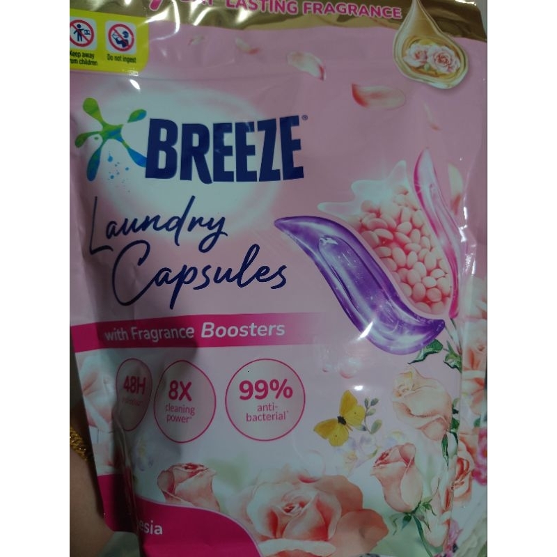 BREEZE LAUNDRY CAPSULE WITH FRAGRANCE BOOSTERS ROSE & FREESIA | Shopee ...