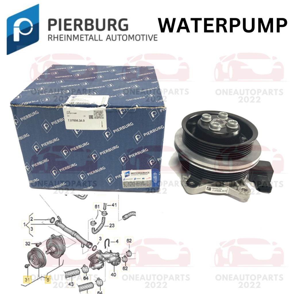 PIERBURG GERMANY COOLANT PUMP WATERPUMP VW JETTA 1.4 CBU GOLF mk6 1.4TSI CAVD ENGINE | Shopee ...