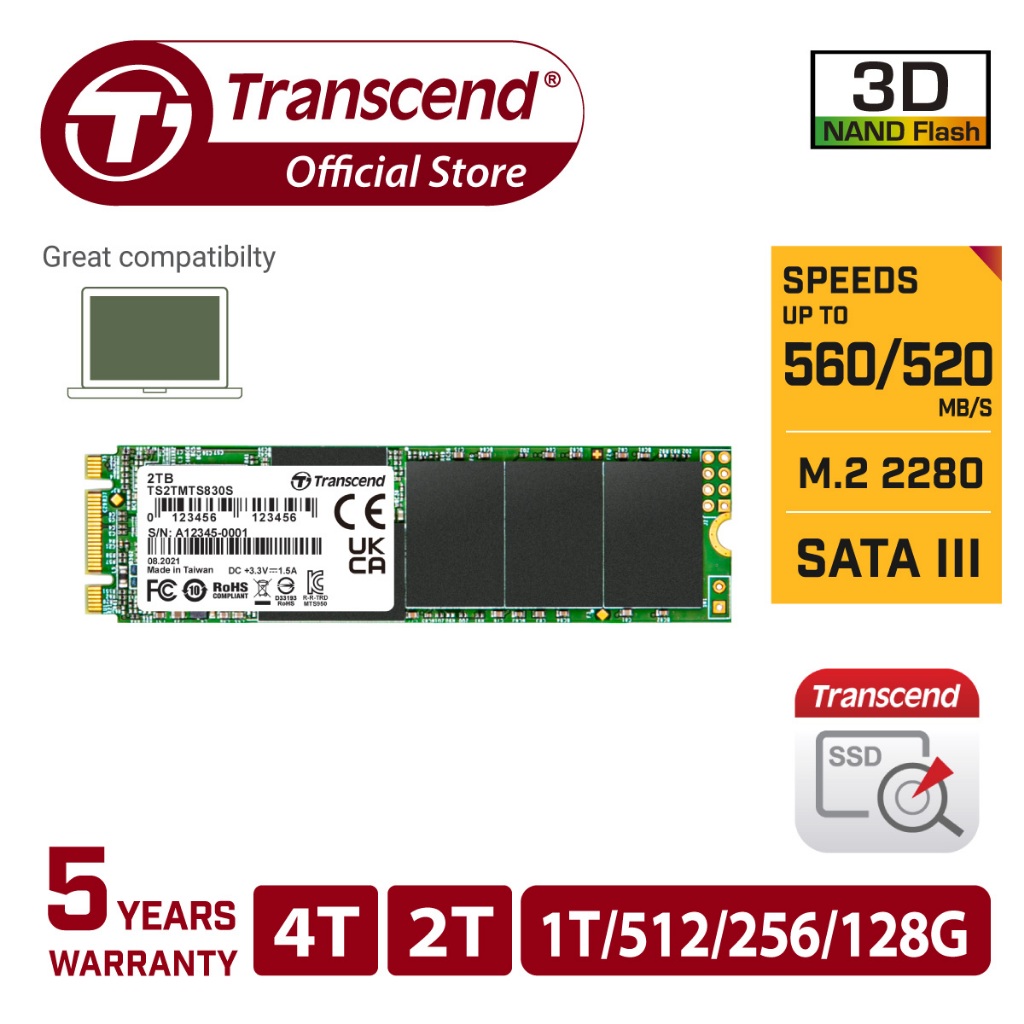 Transcend MTS830S M.2 SSD 2280 3D NAND with DRAM Cache (128GB/256GB/512GB/1TB/2TB/4TB) | Shopee ...