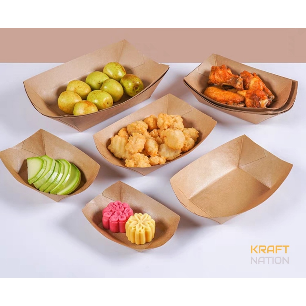 [Wholesale] 50PCS Premium Paper Boat Tray / Food Tray / Cake, Fries ...