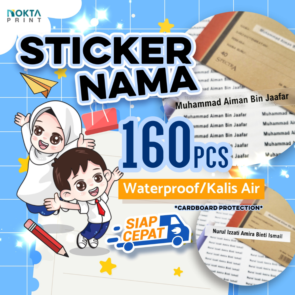Sticker Nama Waterproof Transparent | 160pcs Waterproof Name Labels ...