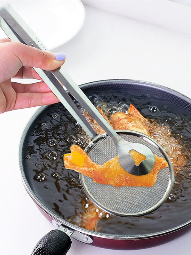 Stainless Steel Kitchen Colander Filter Mesh Spoon Fried Food Oil Scoop ...