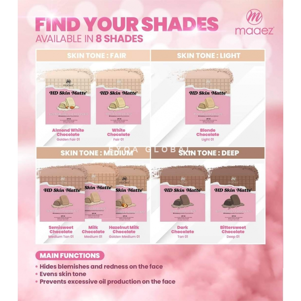 Maaez COMPACT POWDER (HD Skin Matte)& Pressed Setting Powder | Shopee ...