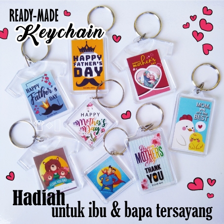 Ready-Made Keychain mother's day father's day gift Rantai Kunci Hari ...