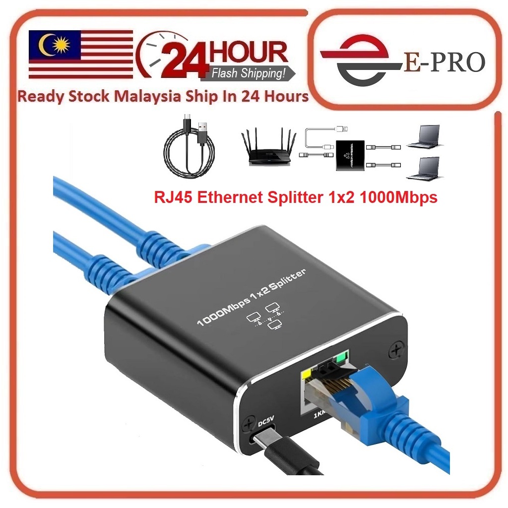 RJ45 Ethernet Splitter 1 to 2 High Speed 1000Mbps Gigabit Ethernet ...