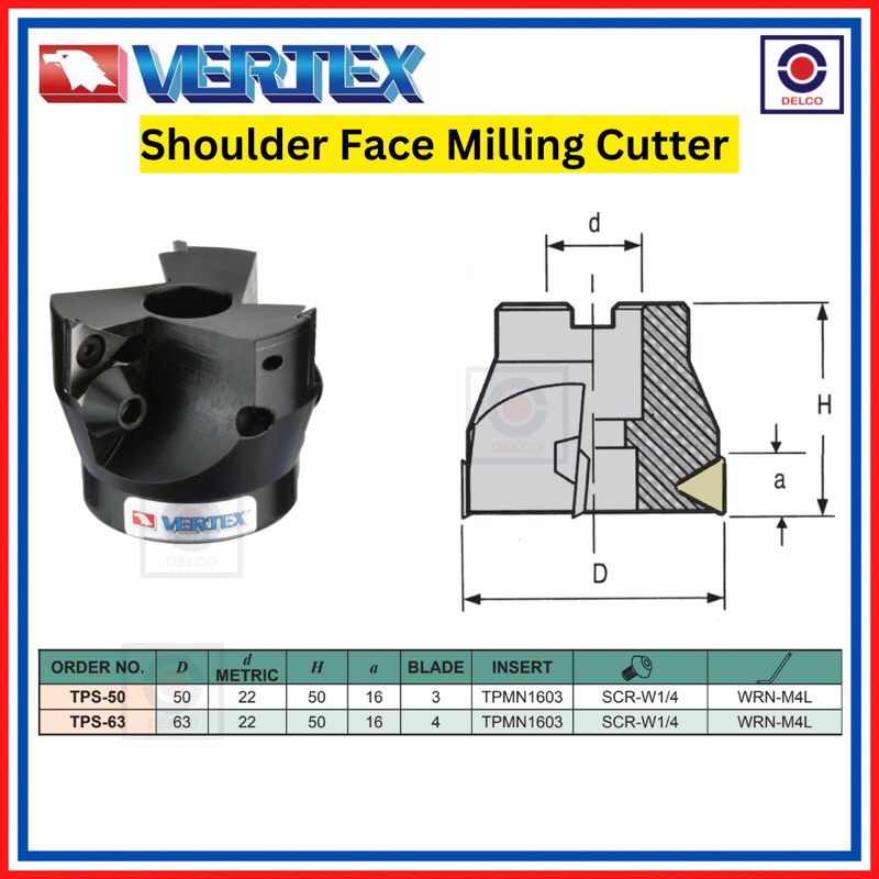 VERTEX TAIWAN TPS-50 TPS-63 Shoulder Face Milling cutter | Shopee Malaysia