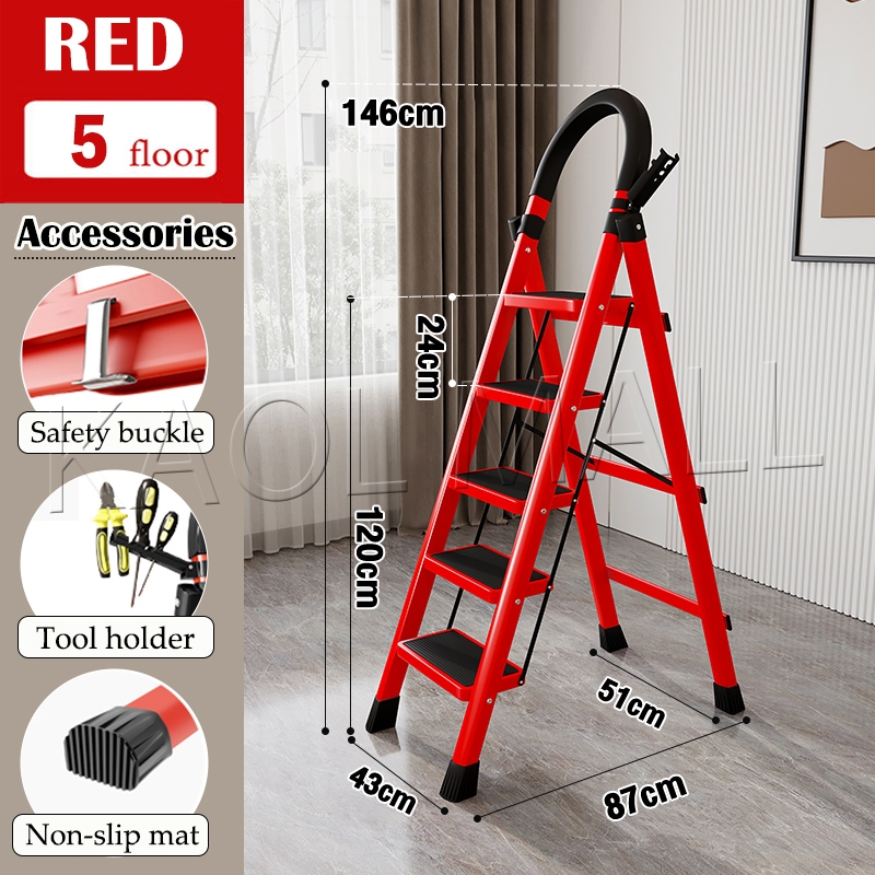 Tangga Lipat Heavy Duty Ladder Foldable 2-8 Step Ladder Max Load 500KG ...