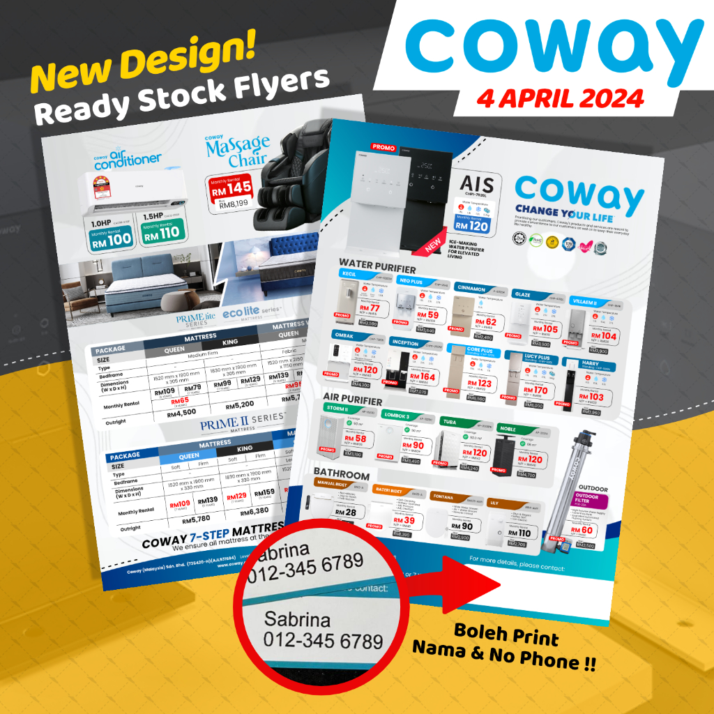 Flyer's Coway Ready Stock - A5 50 pcs (Latest Design) Kertas Licin - 4 ...
