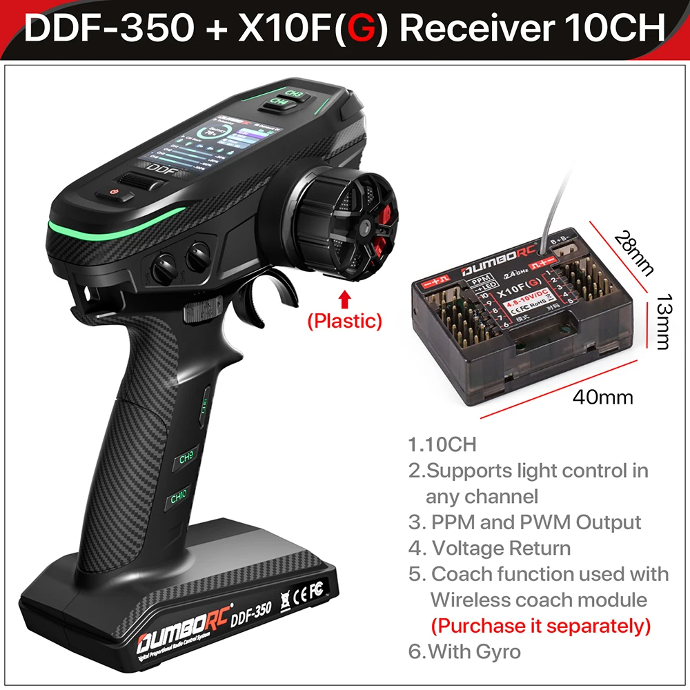 DUMBORC X6 - X6F 6CH DDF 350 10CH 2.4G RC Radio Transmitter Receiver with Mixed Mode +Gyro ...