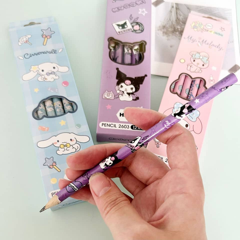 Pencil Sanrio Kuromi Cinnamoroll Melody HB Pencil 12Pcs, Cute Cartoon ...