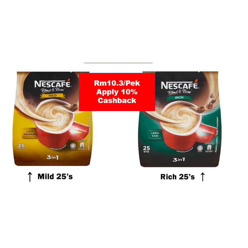 NESCAFE BLEND&BREW Mild/Rich 3IN1 (25x20g) | Shopee Malaysia