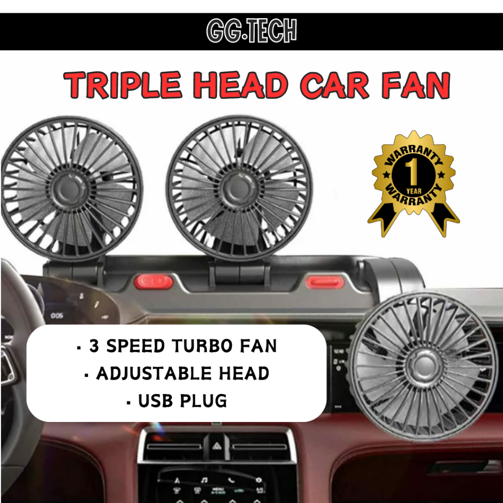 Triple Head Fan 360° Air Conditioning Cool Strong Wind USB Mini Fan For ...