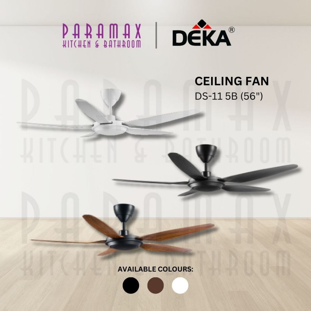 Deka DS-11 56" 5 Blades DC Motor Ceiling Fan - Matt Black / White ...
