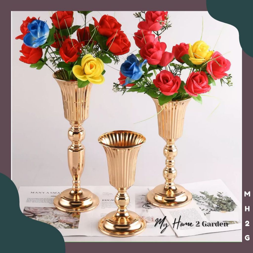 Hari Raya Luxury Wedding Party Gold Metal Flower Vase Iron Table ...
