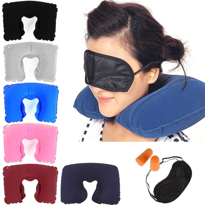 3 In 1 Travel Comfort Kit Relaxing Set Neck Inflatable Pillow Eyeshade ...