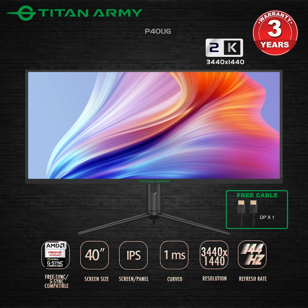TITAN ARMY 40” IPS WQHD 2K 144Hz 1ms HDR Adaptive Sync Ultrawide USB-C ...