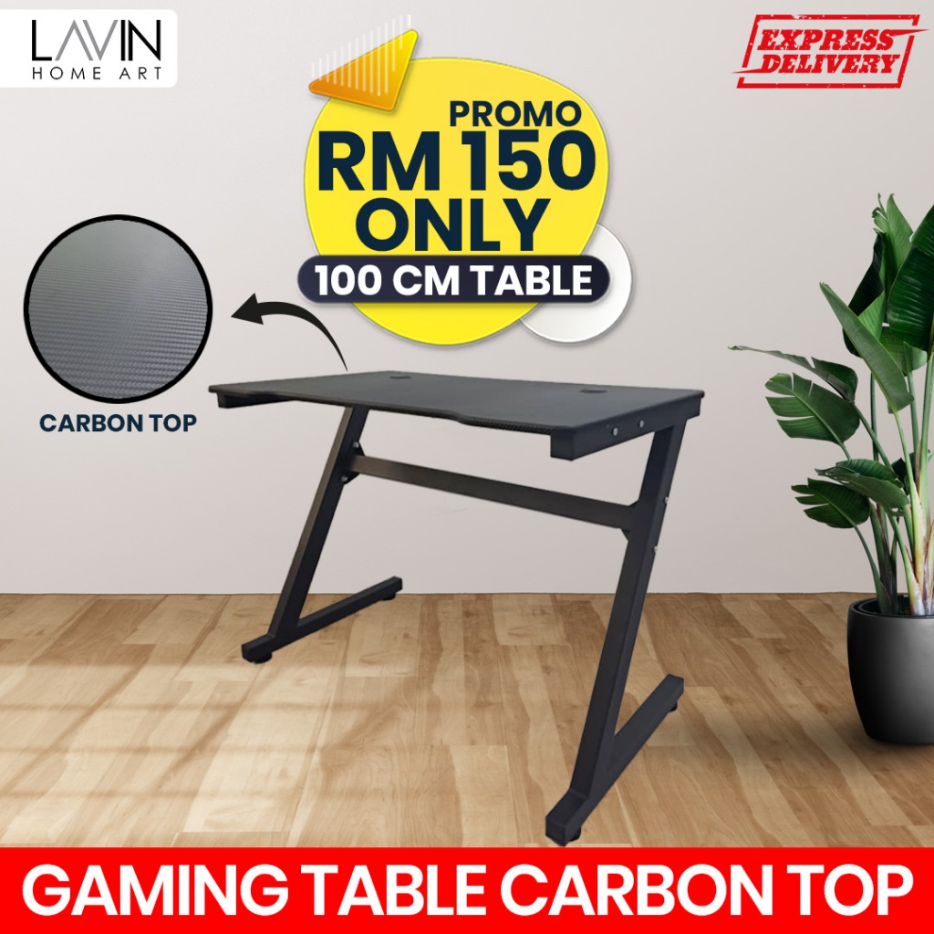 Computer Table With Metal Leg Top Carbon Top Glass Gaming Table Meja Gaming Meja