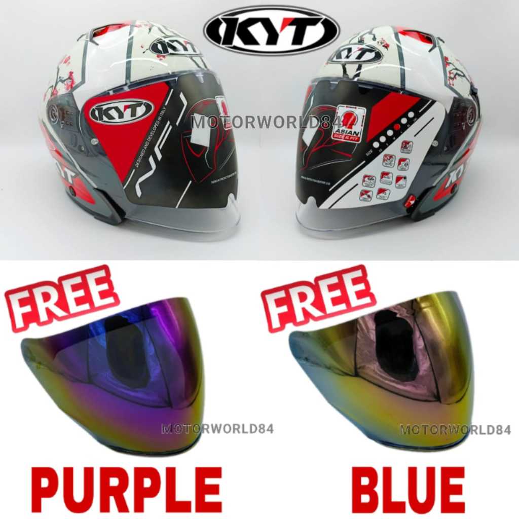 HELMET NFJ XAVI SAKURA REPLICA OPEN FACE DOUBLE VISOR SMOKE BLUE ...