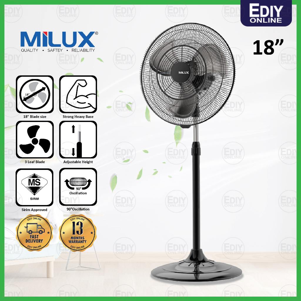 【NEW】 Milux SIRIM STAND FAN MISF-1801 FULL COPPER COIL SAFETY THERMAL ...