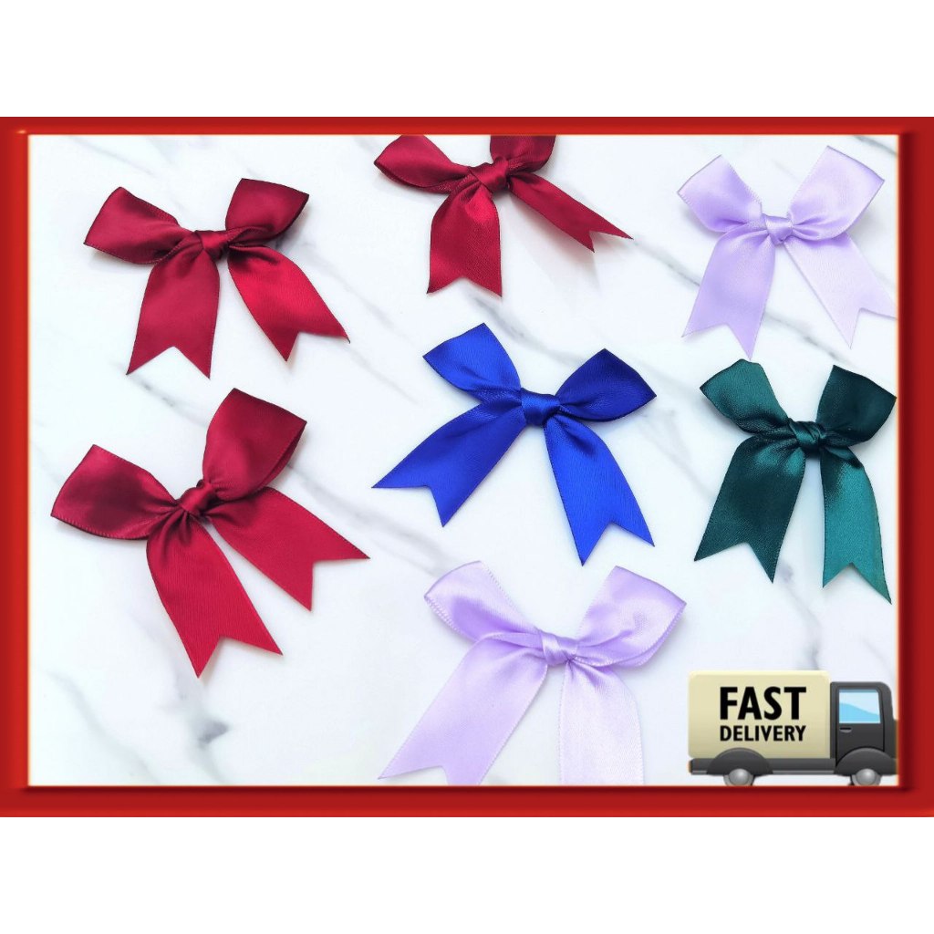 (50pcs)1 inch fresh pink ribbon bows/Ribbon bow/Polyester Satin Bow ...