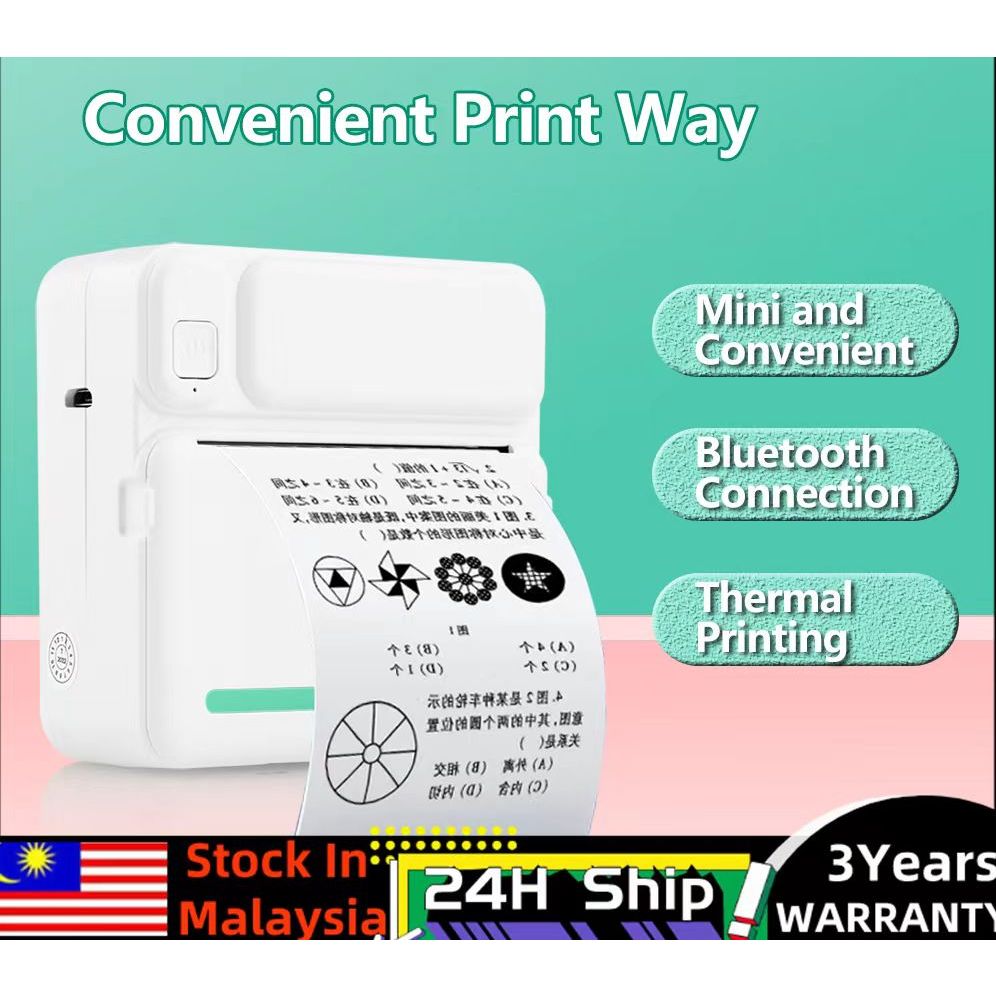 Mini Pocket Photo Printer Portable Thermal Printing Machine Wireless BT ...
