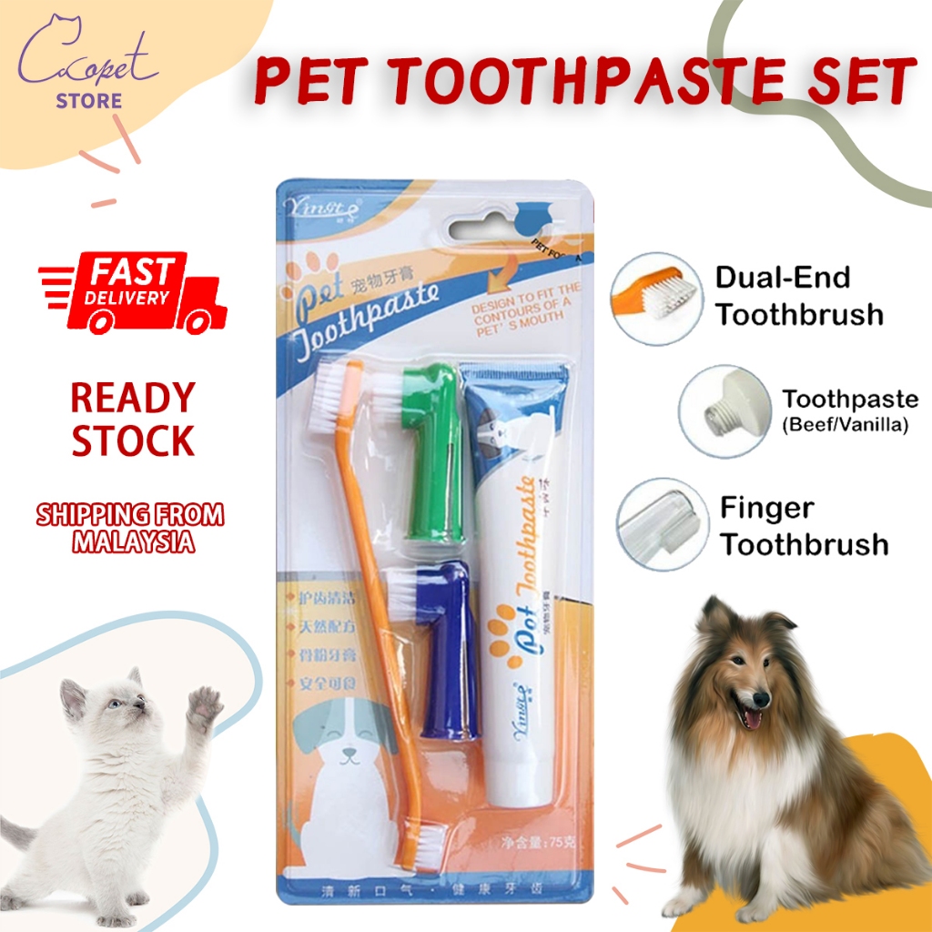 Cococat Pet Toothpaste Cat Toothbrush Dog Finger Toothbrush Berus Gigi ...