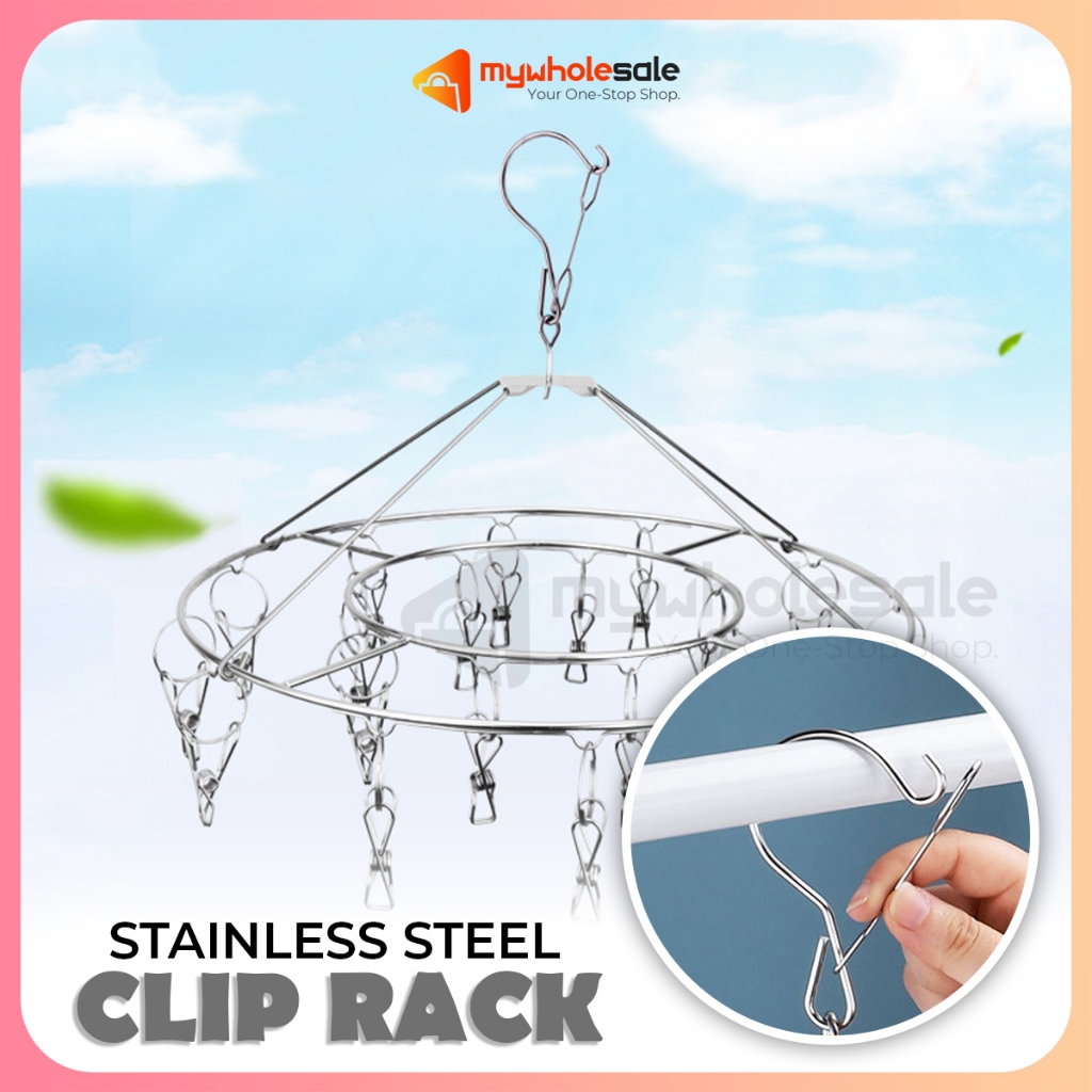 20/24/30 Clips Stainless Steel Laundry Drying Rack Clips Clothes Drying ...
