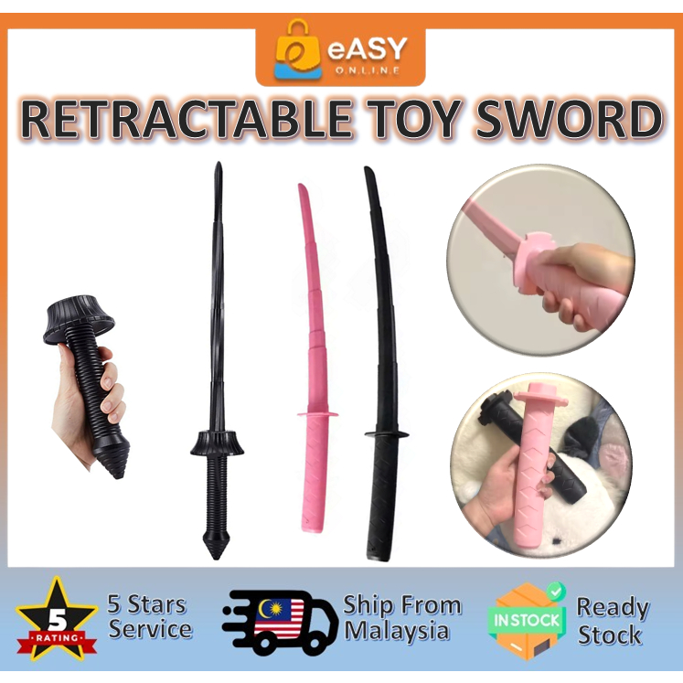 eASY. Retractable Toy Sword Knife Samurai Katana Plastic Gravity Swing ...