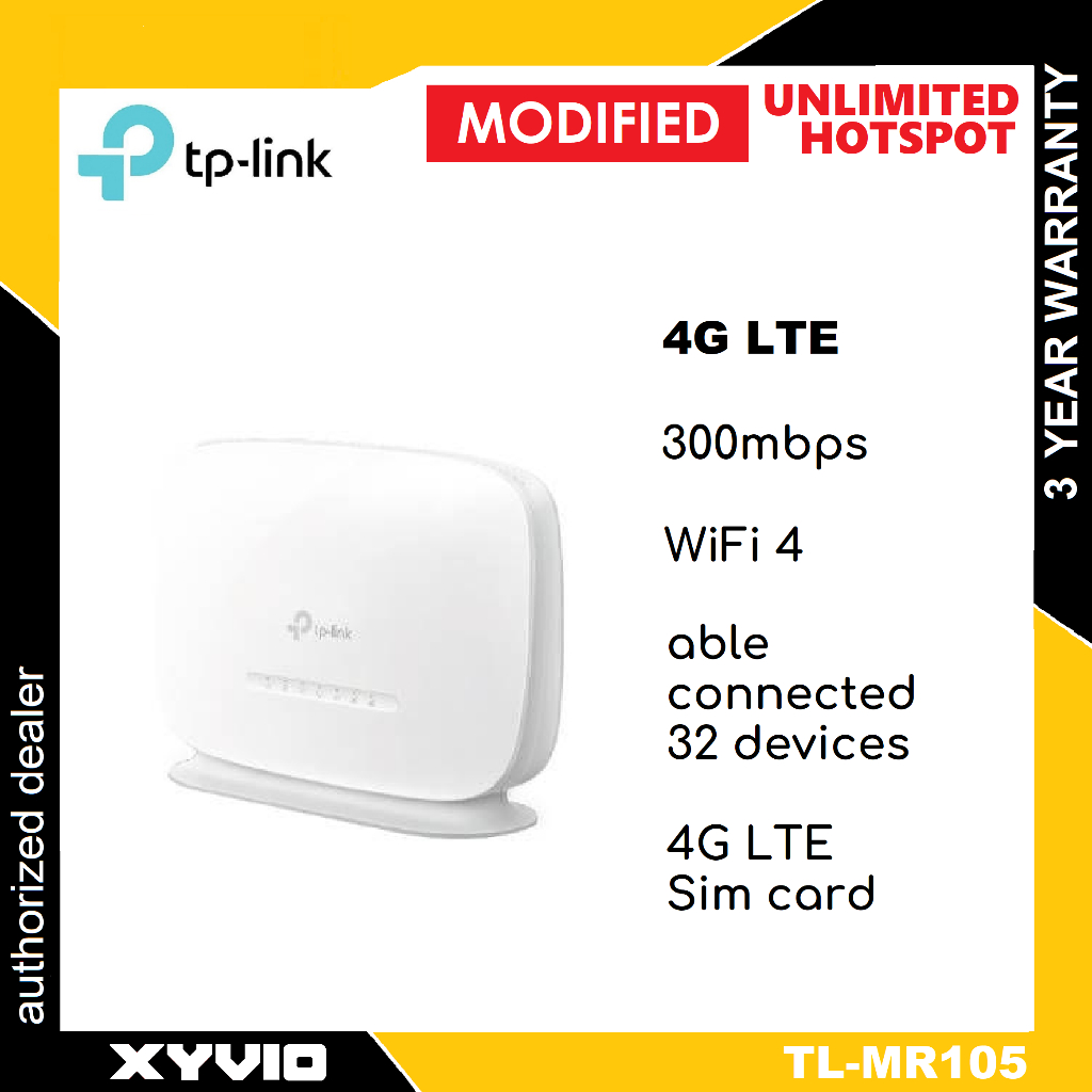 MODIFIED!!! TP-LINK TL-MR105 4G LTE Sim Card 300 Mbps Wireless N 4G LTE ...