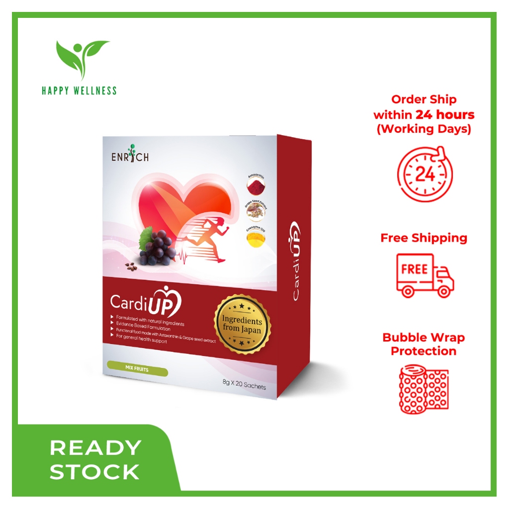 Enrich CardiUp 8g x 20s CoQ10 Supplement with Astaxanthin Beta Glucan ...