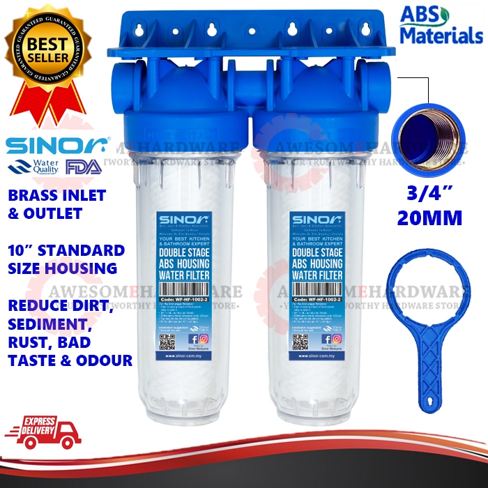 (ABS) SINOR WF-HF-1002-2 10" DOUBLE SLIM WATER FILTER SET TWO STAGE ...