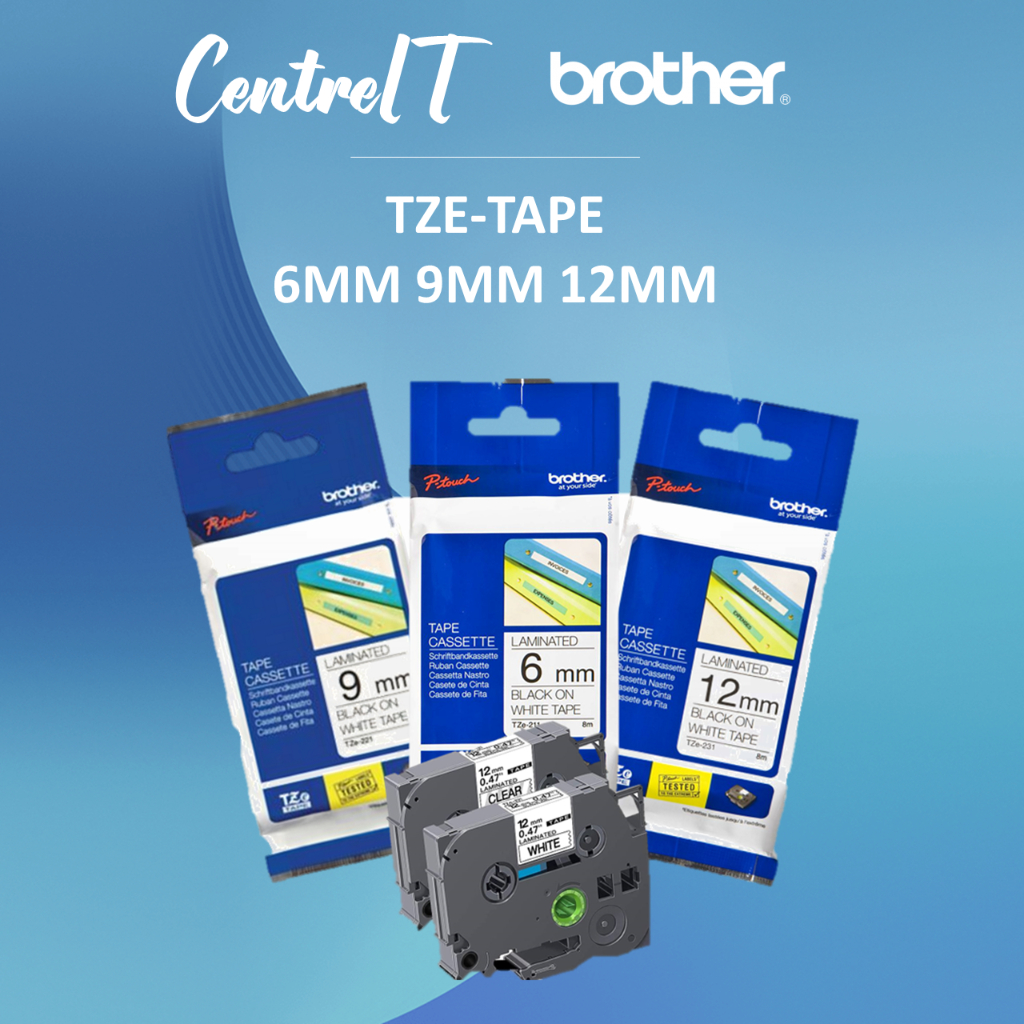 Brother Original P-Touch TZe Laminated WaterProof Label Tapes | 6mm 9mm ...