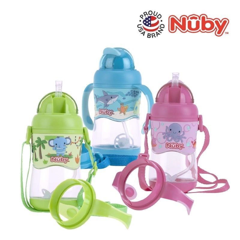 Nuby Tritan Flip-It with 3D Vinyl Wrap with Weighted Straw 12m+ 400ml Single Pack | Shopee Malaysia
