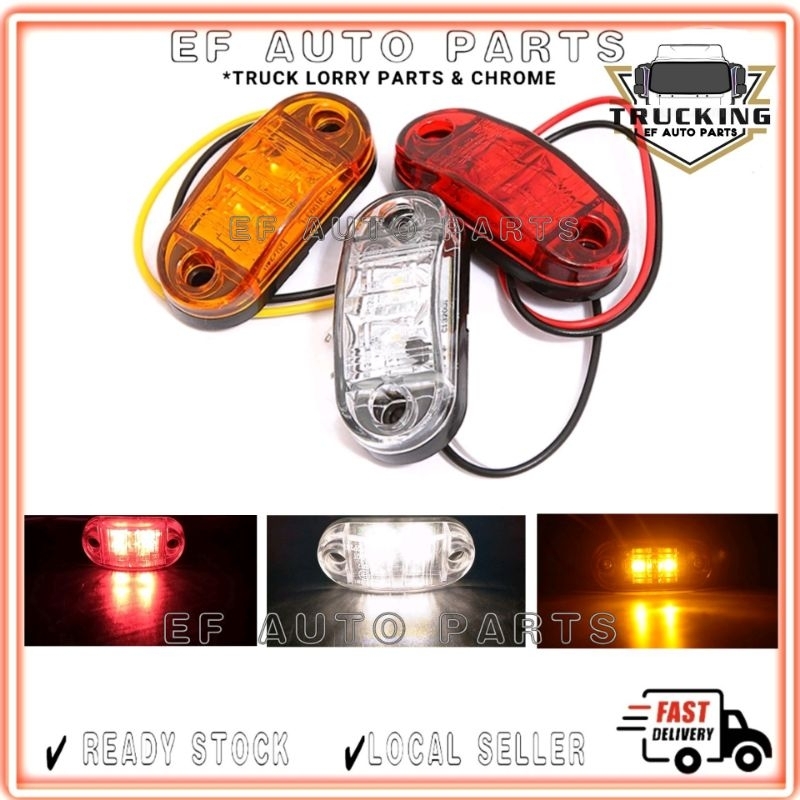 TRUCK LED SIDE LAMP 12V 24V LORRY LIGHT RED YELLOW WHITE LORI LAMPU ...