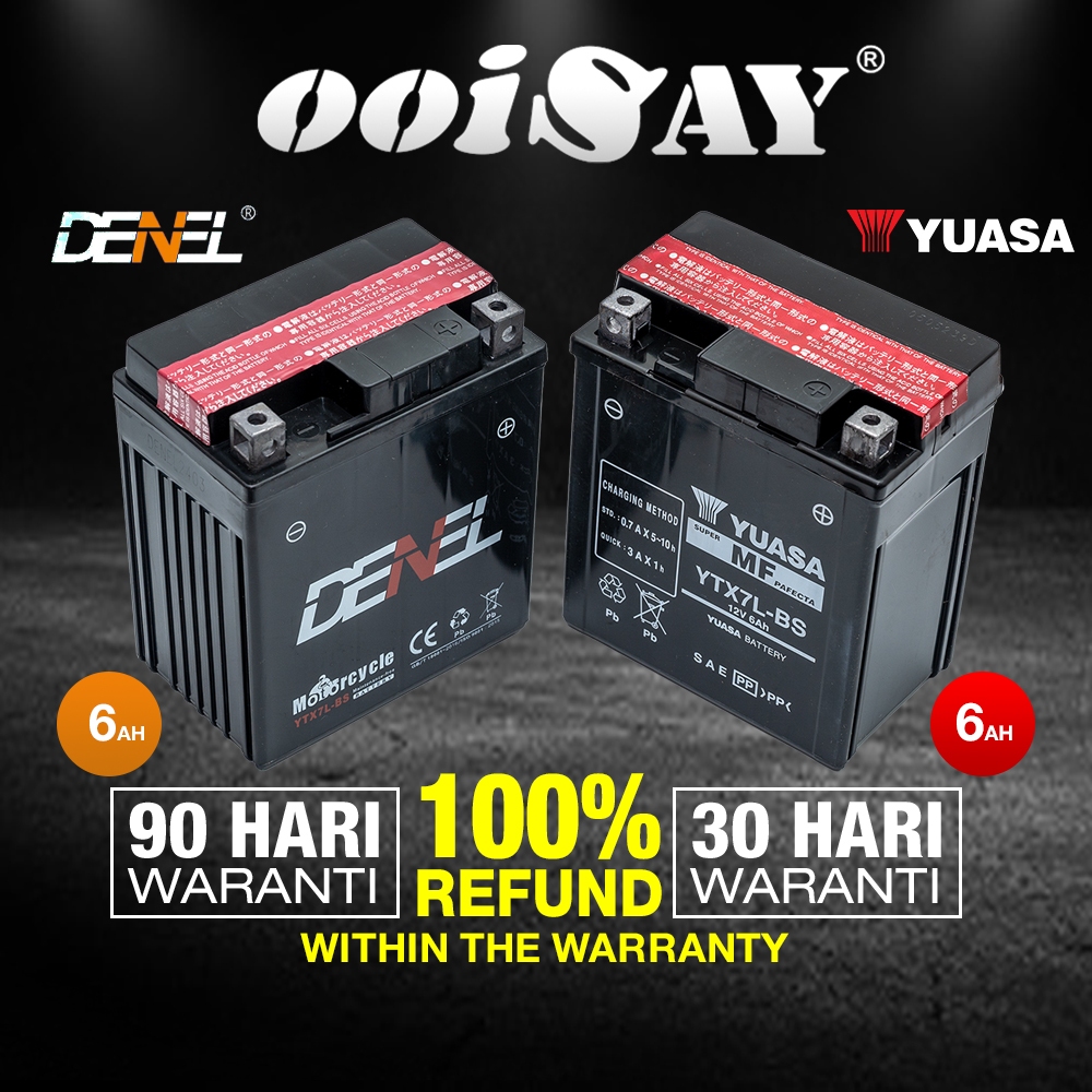 YUASA DENEL YTX7L-BS (MF) - Motorcycle Battery - R25 BENELLI RFS150 ...