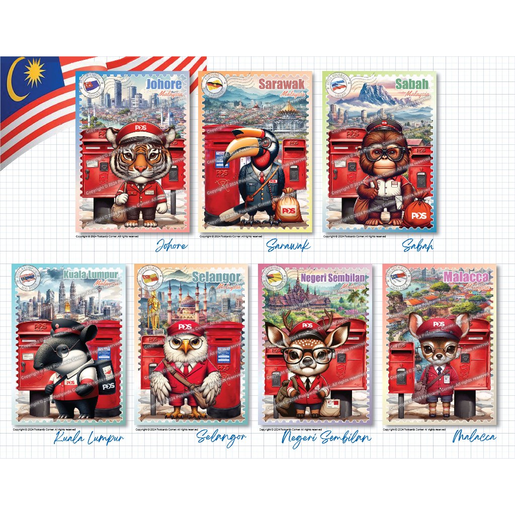 14pcs WonderPost States of Malaysia Series (Set) 世界奇妙邮筒马来西亚州属系列 ...