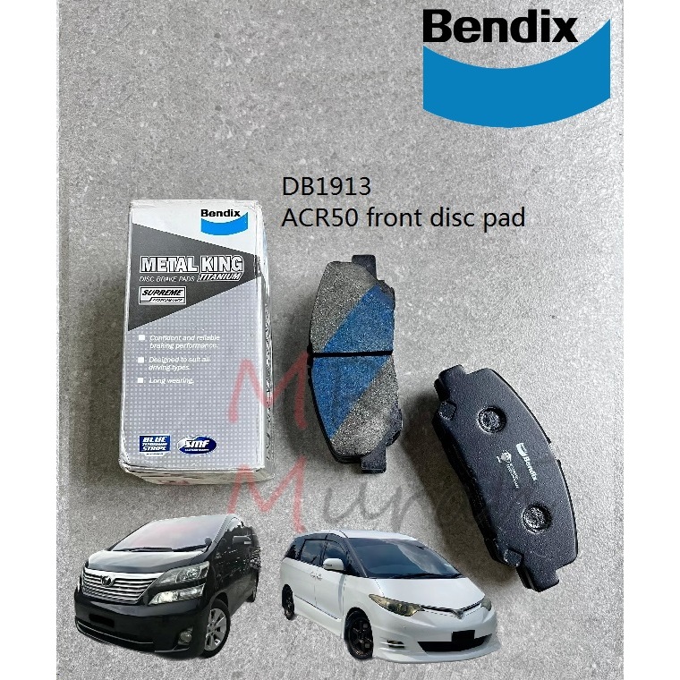 Bendix DB1913 Front Disc Brake Pad Estima ACR50 Vellfire ANH20 Alphard ...