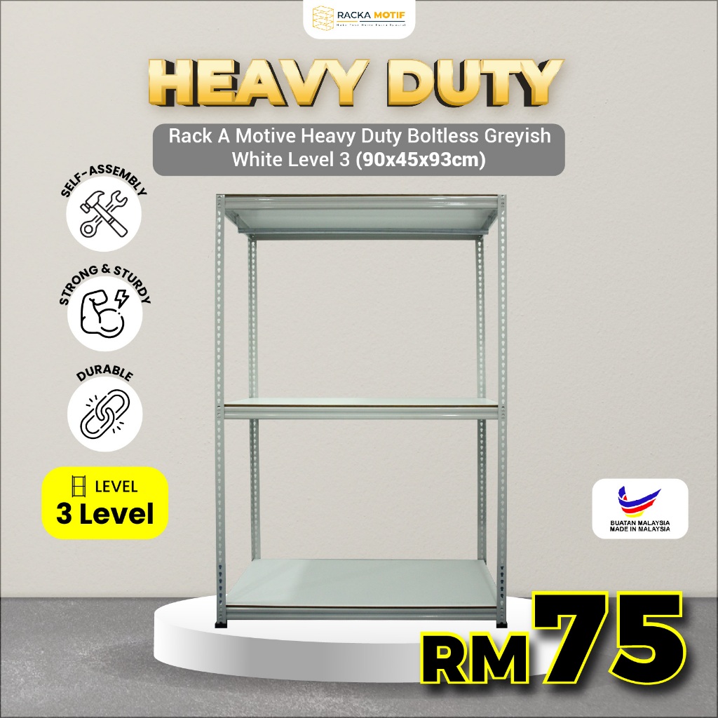 Rack A Motive Heavy Duty Boltless Greyish White - 3 Level Office ...
