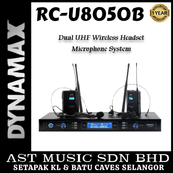 DYNAMAX RC-U8050B Dual UHF Wireless Headset Microphone (rc-u8050b ...