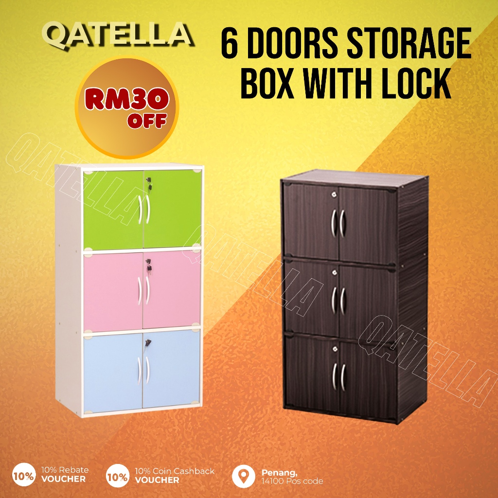 Qatella Codey 6 Doors Storage Box With Lock/ locker cabinet 6 doors ...