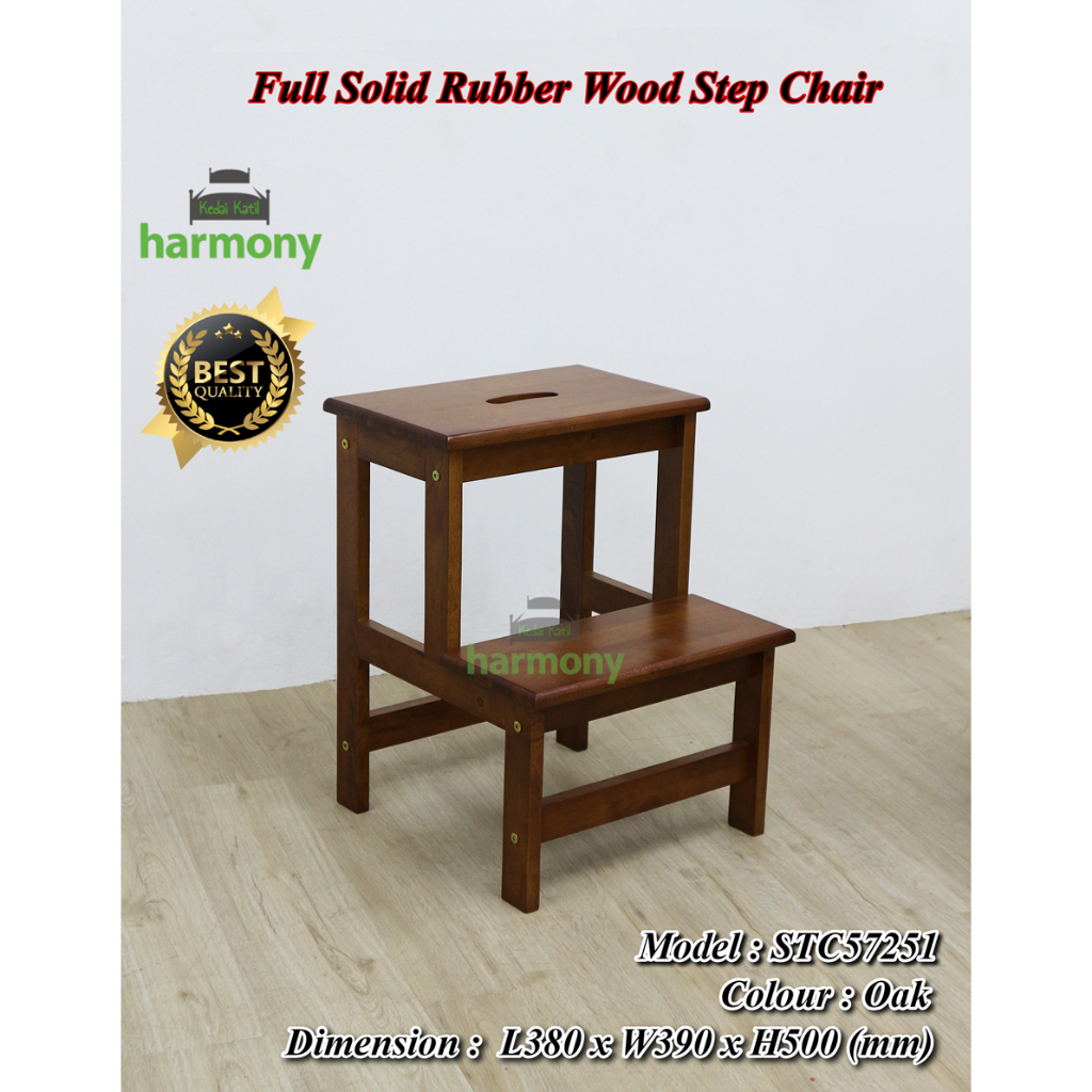 Harmony Rubber Wood Step Chair / Ladder Stool / Kerusi Bertangga ...