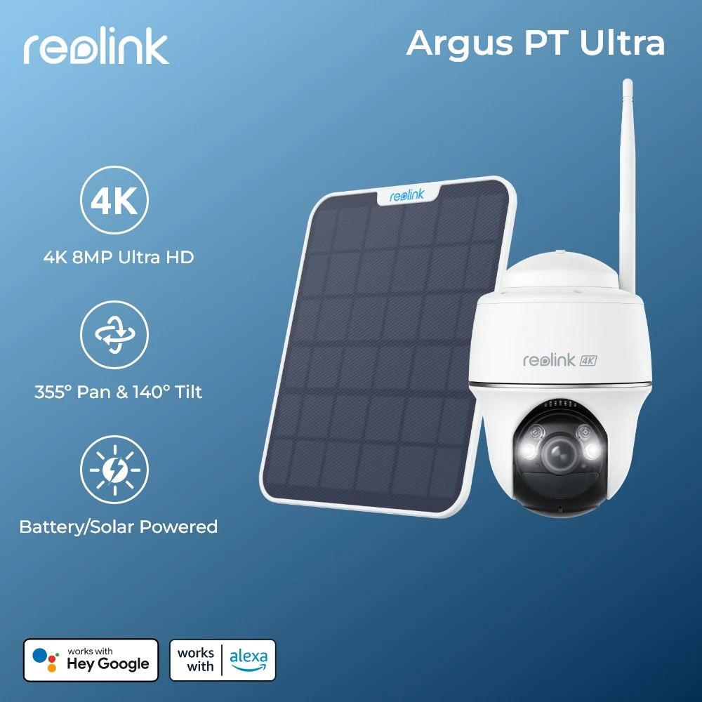 Reolink Argus PT Ultra 8MP Smart AI Wire-Free Pan-Tilt Security Camera | 16x Digital Zoom ...