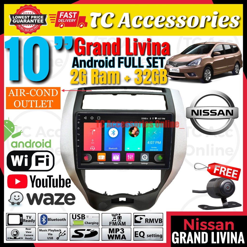 (Nissan Livina) 10" Android 2-DIN Car Player IPS Screen 2GB/4GB Ram ...