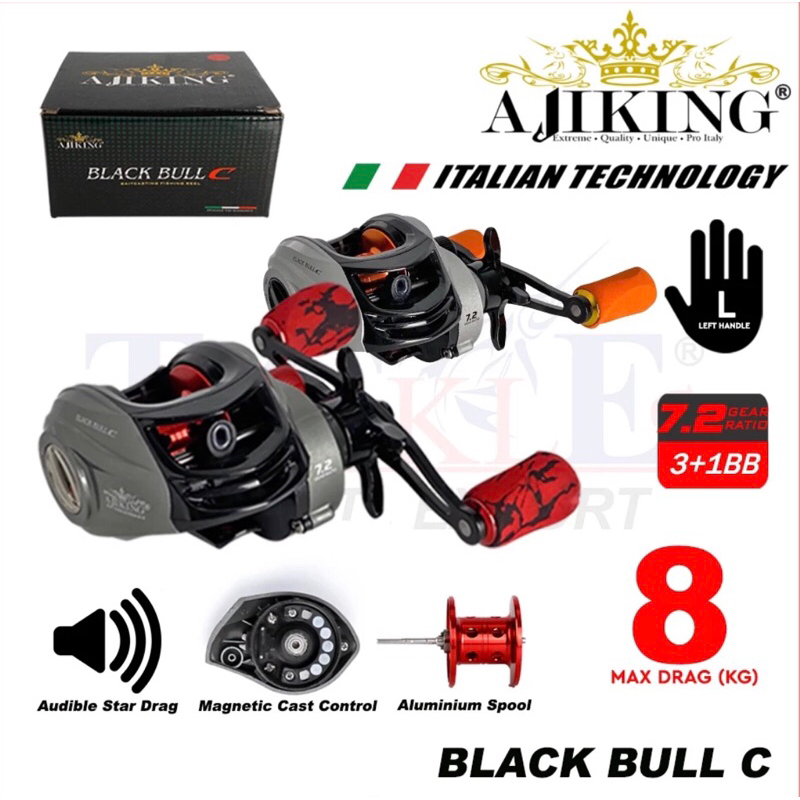 BC Ajiking Black Bull C Baitcasting Casting Fishing Reel Mesin Pancing ...