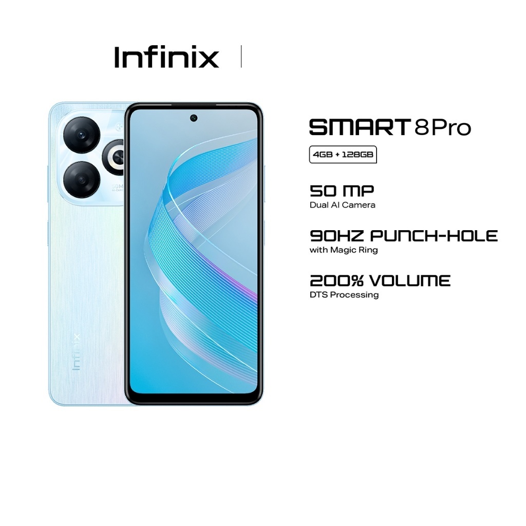 ORIGINAL INFINIX SMART 8 PRO SMARTPHONE 4GB +128GB - 10W TYPE-C FAST ...