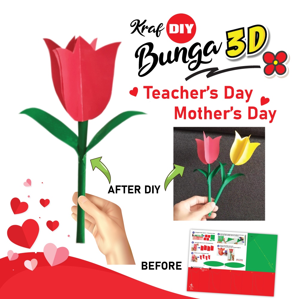 Kraf Hari Guru Bunga DIY Kraf Hari Ibu | Craft Teacher Day Gift Flower ...