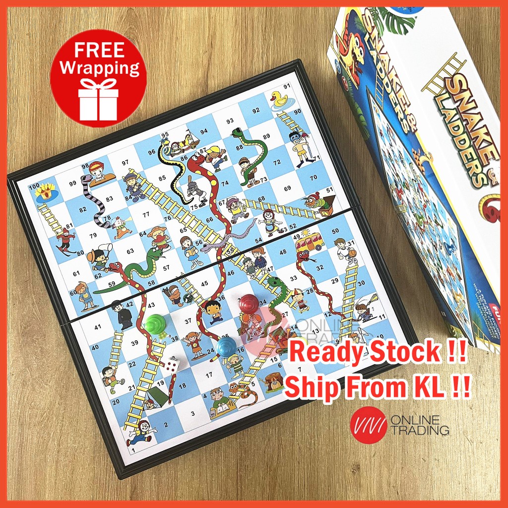 BIG Snake Ladder Game With Folding Iron Board Kids Game Mainan Kanak ...