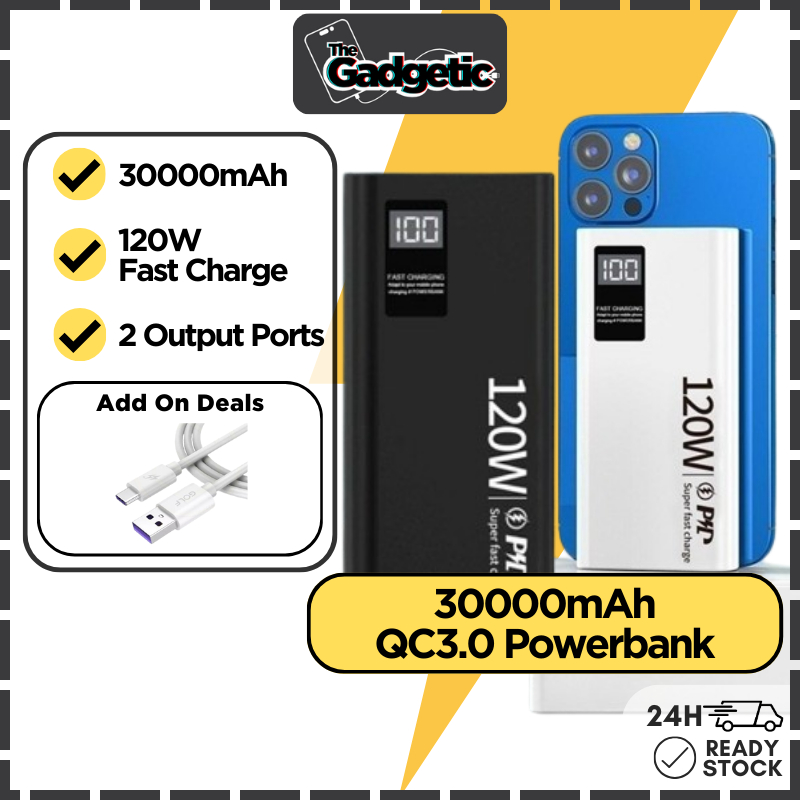 [30000mAh Powerbank] 30000mAh Power Bank | 120W Super Fast Charge | 4 ...
